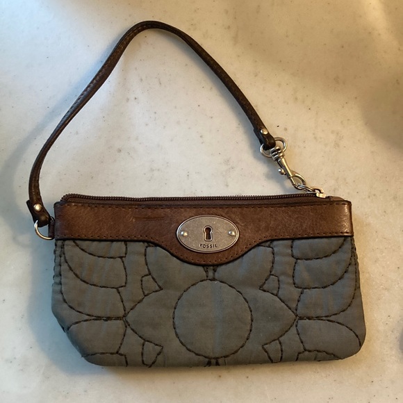 Fossil | Bags | Vtg Fossil Key Per Brown Leather Quilted Fabric Wallet ...